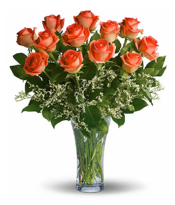 Buy a One Dozen Long Stemmed Orange Roses Bouquet Online – florist.ca