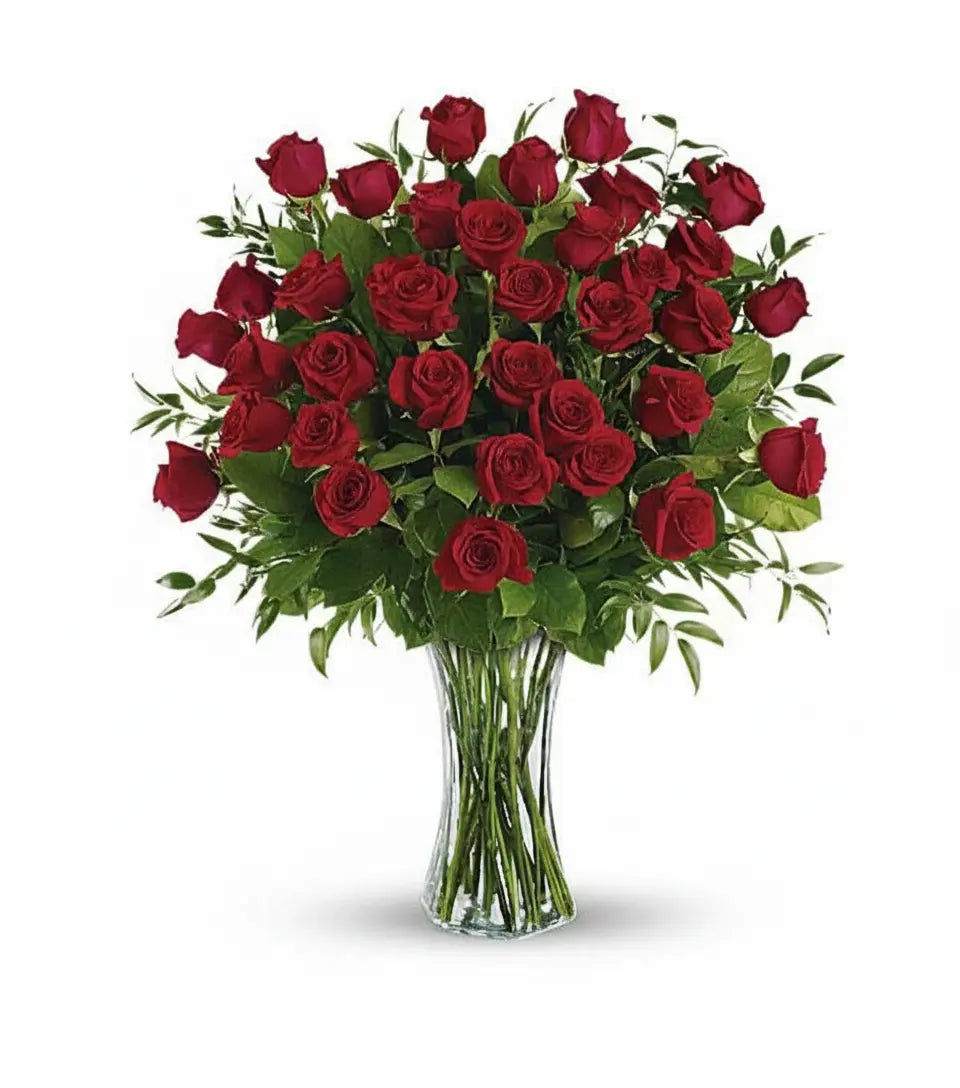 Three Dozen Long Stem Red Roses - Perfect Gift